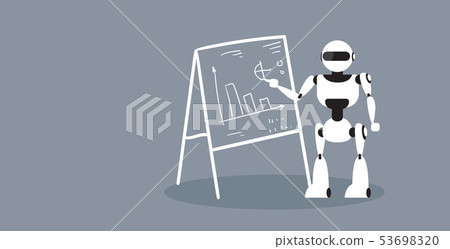 modern robot presenting financial graphs... - Stock Illustration ...