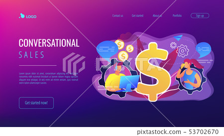 Conversational sales concept landing page. - Stock Illustration ...