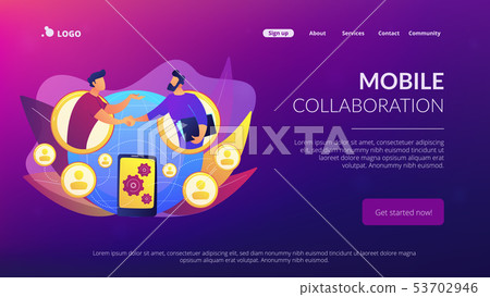Mobile collaboration concept landing page. - Stock Illustration ...