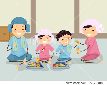 Stickman Family Korean Spa Towel Illustration - Stock Illustration ...