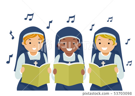 Stickman Girls Nun Singing Illustration - Stock Illustration [53703098 ...