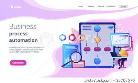 Business process automation BPA concept landing... - Stock Illustration ...