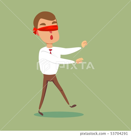 blindfolded cartoon man-插圖素材 [53704291] - PIXTA圖庫
