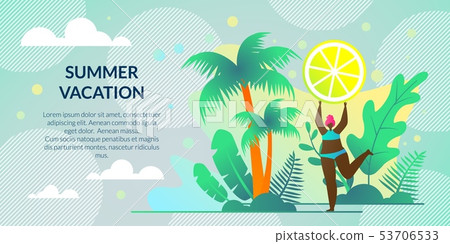 Horizontal Poster Summer Vacation, Lettering. - Stock Illustration ...