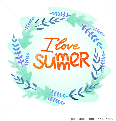 Flat Postcard with an Inscription I Love Summer. - Stock Illustration ...