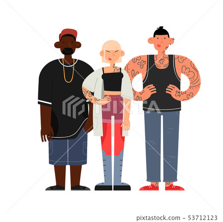 Young people of different skin color wearing... - Stock Illustration ...