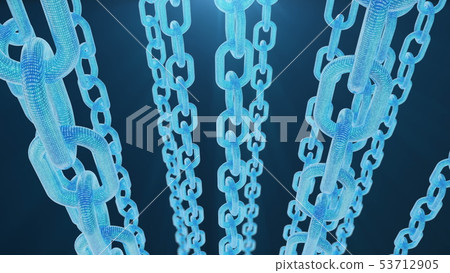3D rendering digital blockchain code. Chain... - Stock Illustration ...