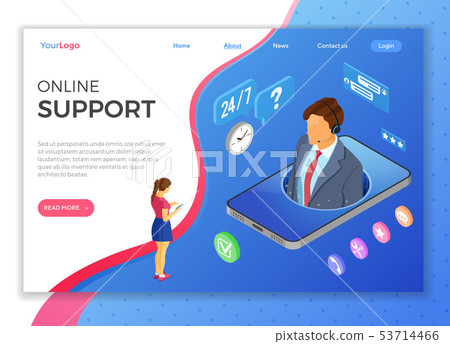 Isometric Online Customer Support - Stock Illustration [53714466] - PIXTA