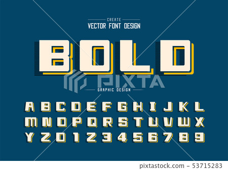 Bold Font and alphabet vector, Line Square design - Stock Illustration ...
