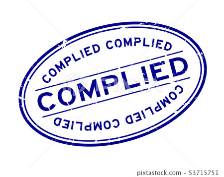 Grunge blue complied word oval rubber seal stamp - Stock Illustration ...