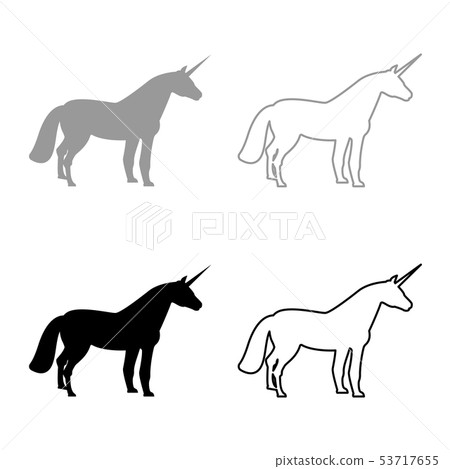 Unicorn icon set grey black color - Stock Illustration [53717655] - PIXTA