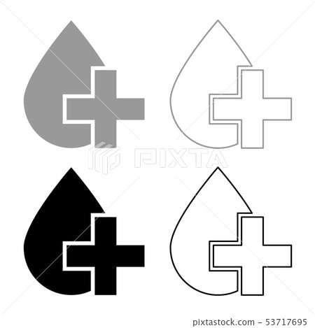 Drop and cross icon set grey black color - Stock Illustration [53717695 ...