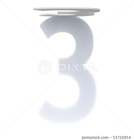Vertical drop shadow number 3 THREE 3D - Stock Illustration [53720954 ...