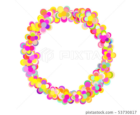 Circle frame of colorful warm colored flowers... - Stock Illustration ...