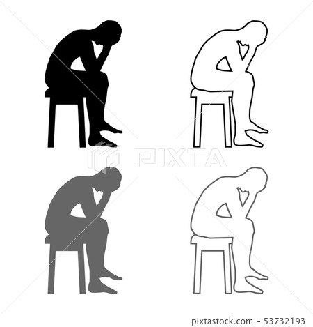 Man holding his head concept problem silhouette - Stock Illustration ...