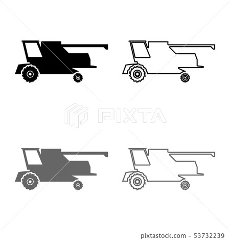 Farm harvester for work on field Combine icon set - Stock Illustration ...
