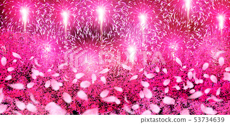 Fireworks spring cherry blossoms background - Stock Illustration ...