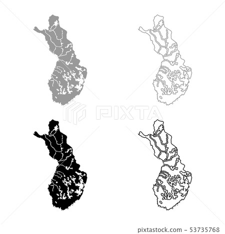 Map of Finland icon set grey black color - Stock Illustration [53735768 ...
