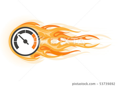 Speed - flaming speedometer in motion, quick - Stock Illustration ...