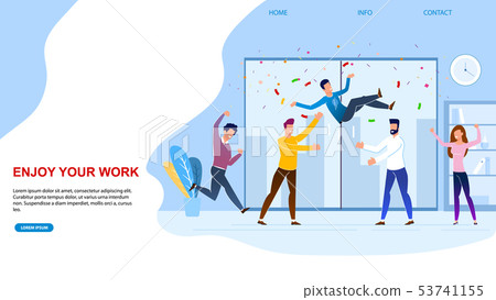 Flat Banner is Written Enjoy Your Work Lettering. - Stock Illustration ...