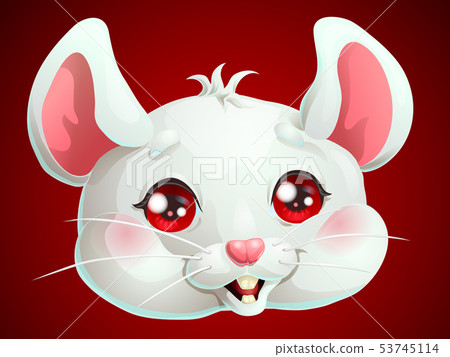Cute white mouse head on dark red - Stock Illustration [53745114] - PIXTA