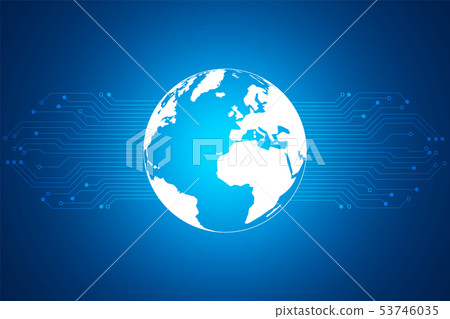 Connection concept, Technology circuit with globe - Stock Illustration ...