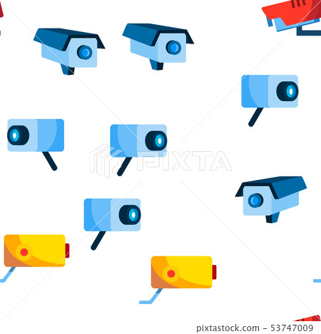 Modern Security Cameras Vector Seamless Pattern - Stock Illustration ...