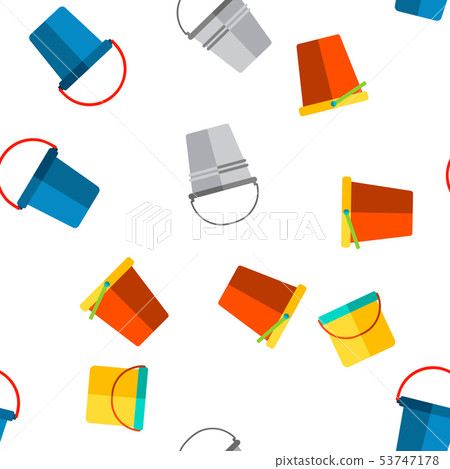 Buckets, Pails Vector Seamless Pattern - Stock Illustration [53747178 ...
