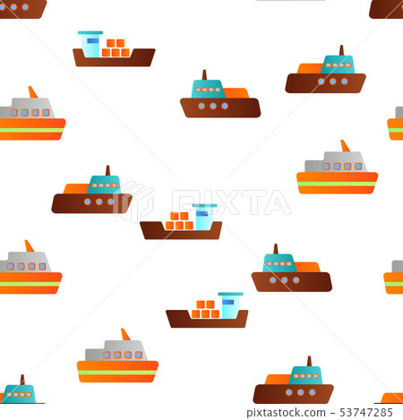Ferry, Vessel And Ship Vector Seamless Pattern - Stock Illustration ...