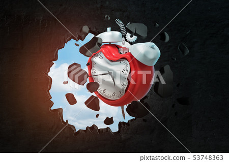 3d rendering of damaged red alarm clock...-插圖素材 [53748363] - PIXTA圖庫