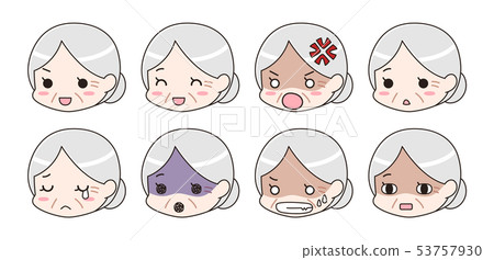 Emotional expression set senior woman - Stock Illustration [53757930 ...