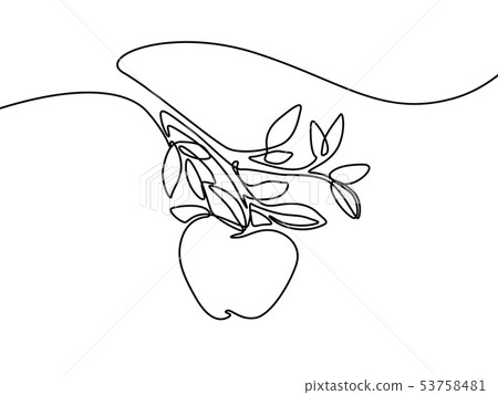 Continuous line apple in hand. Vector... - Stock Illustration [53758481 ...