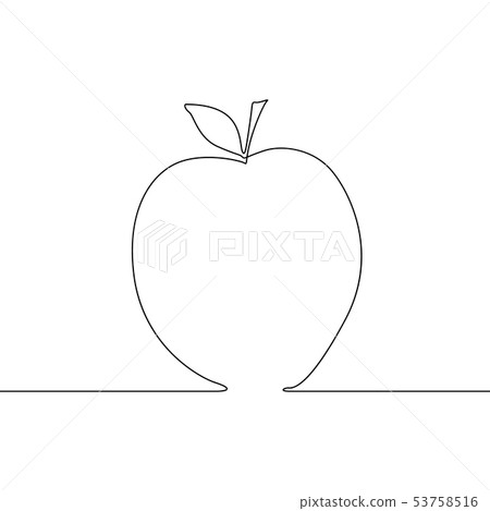 Continuous line apple on white background.... - Stock Illustration ...