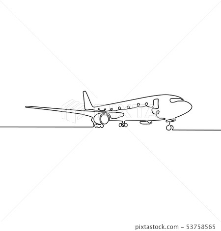 Continuous one line airplane, Vector illustration - Stock Illustration ...