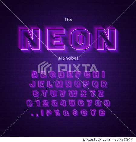 Vector neon font and alphabet. Glowing numbers... - Stock Illustration ...