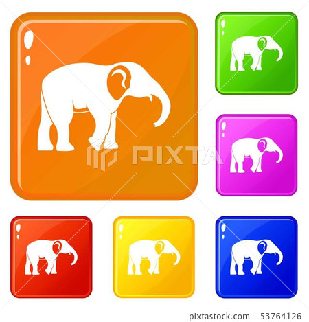 Elephant icons set vector color-插圖素材 [53764126] - PIXTA圖庫