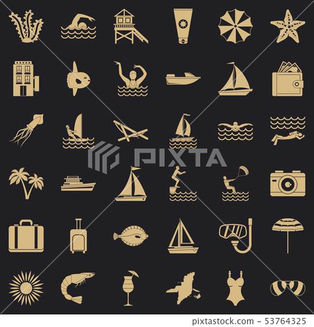 Beach icons set, simple style - Stock Illustration [53764325] - PIXTA