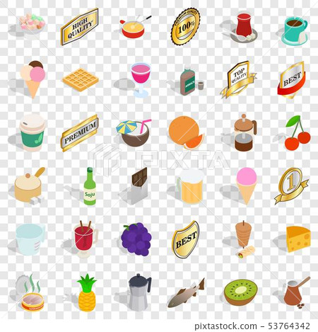 Different beverage icons set, isometric style - Stock Illustration ...