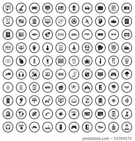 100 software development icons set, simple style-插圖素材 [53764575] - PIXTA圖庫
