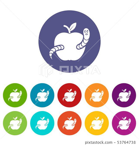 Worm apple icons set vector color - Stock Illustration [53764738] - PIXTA