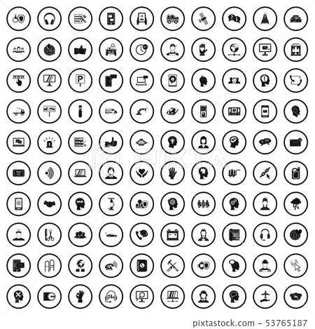 100 support network icons set, simple style - Stock Illustration ...