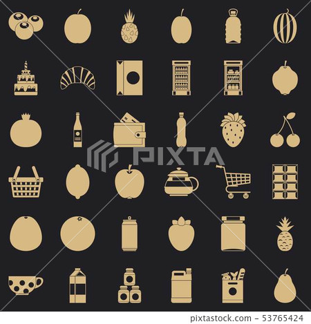 Fruit and drink icons set, simple style - Stock Illustration [53765424 ...