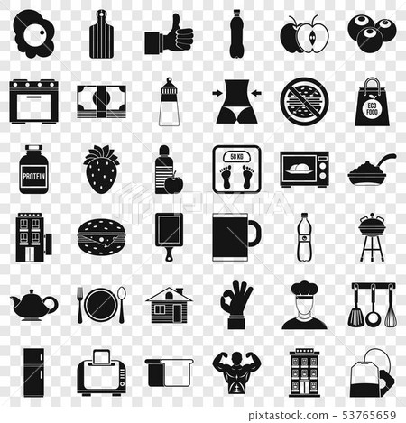 Nice breakfast icons set, simple style - Stock Illustration [53765659 ...
