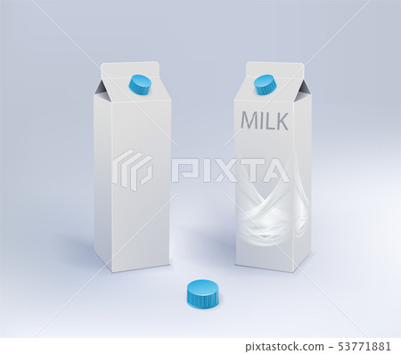 Two Milk Carton Packages Blank White .Milk splash - Stock Illustration ...