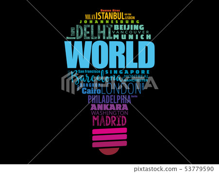 WORLD light bulb word cloud concept - Stock Illustration [53779590] - PIXTA