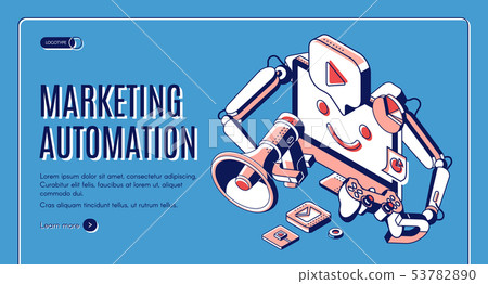 Digital marketing automation isometric web banner. - Stock Illustration ...