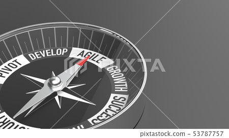 Compass agile left close up black background - Stock Illustration ...