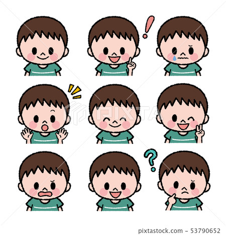 Boy facial expression set illustration - Stock Illustration [53790652 ...