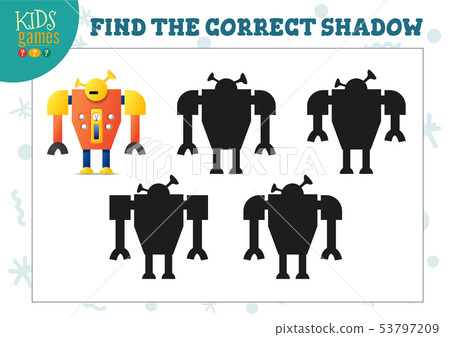 Find the correct shadow for cute cartoon robot - Stock Illustration ...