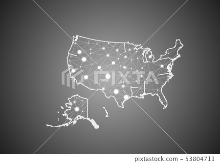 Vector wireframe mesh polygonal of usa map. - Stock Illustration ...
